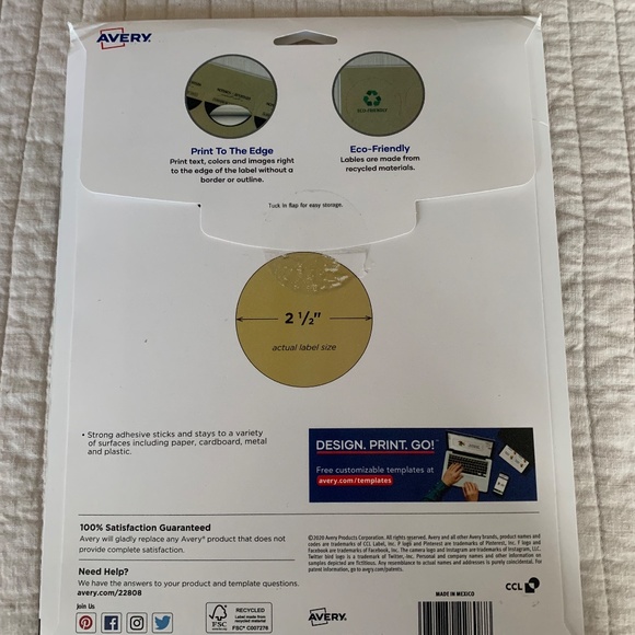 Avery | Office | Avery 25 Diameter Round Kraft Brown Labels 2288 23 ...